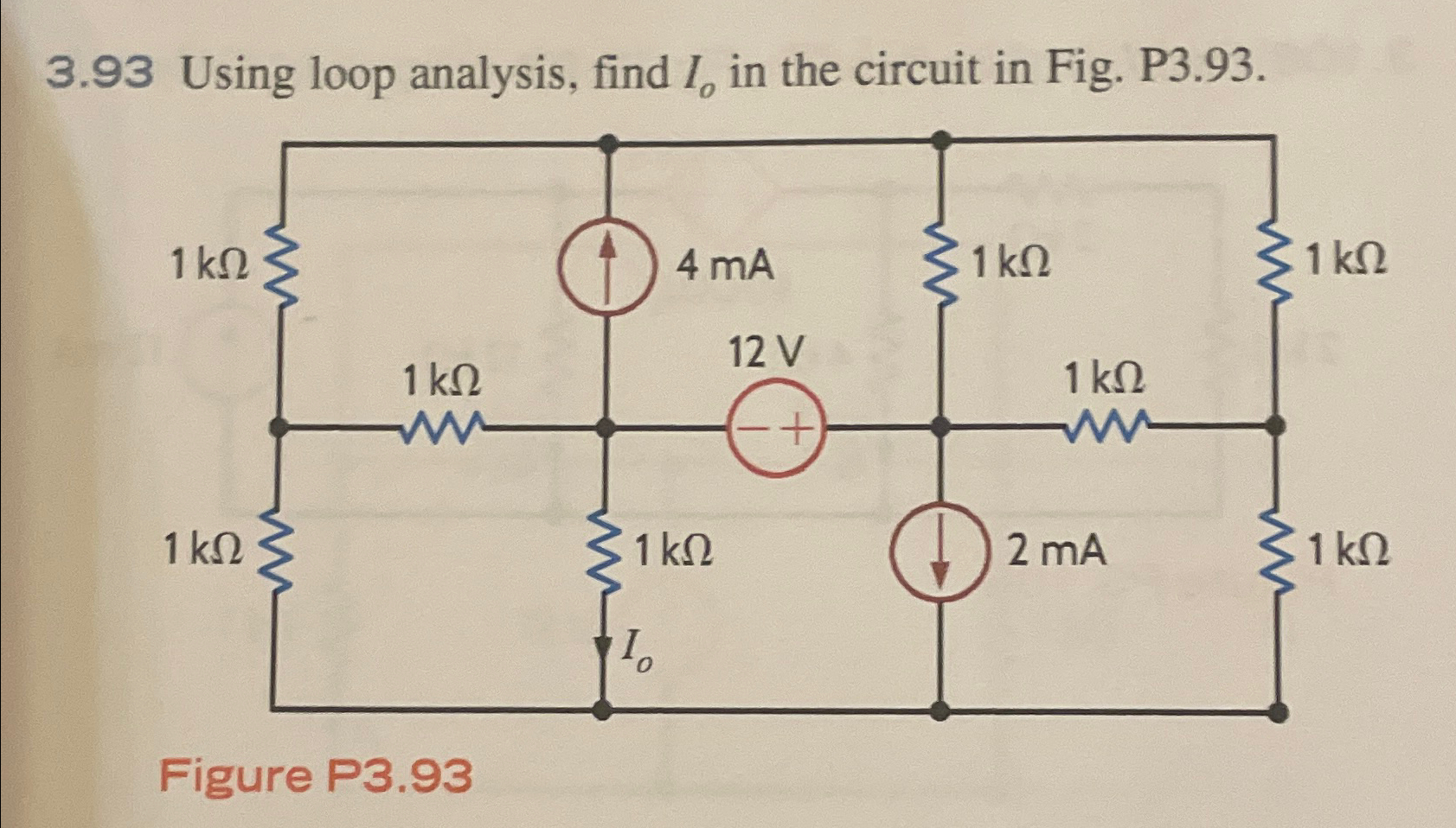 Solved 3.93 ﻿Using loop analysis, find Io ﻿in the circuit in | Chegg.com