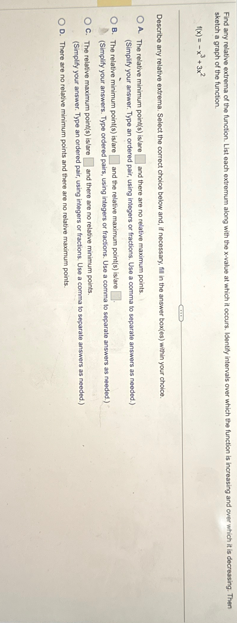 Solved Find any relative extrema of the function. List each | Chegg.com