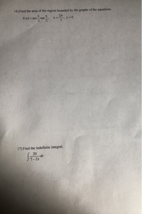 Solved 16) Find the area of the region bounded by the graphs | Chegg.com