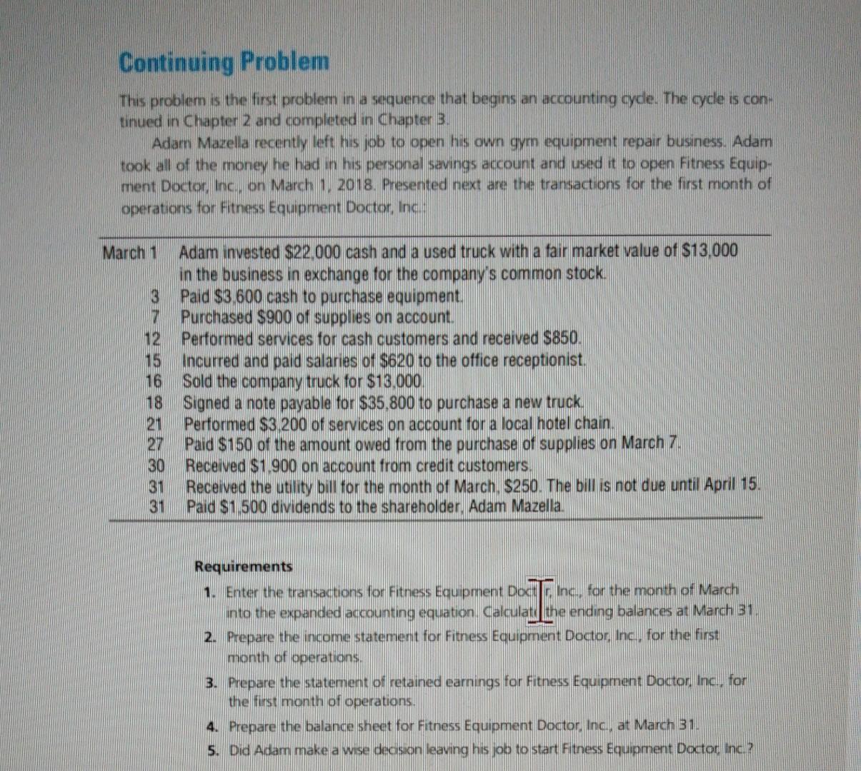 Continuing Problem This problem is the first problem | Chegg.com
