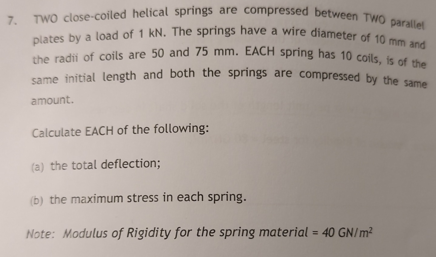 Solved TWO close-coiled helical springs are compressed | Chegg.com