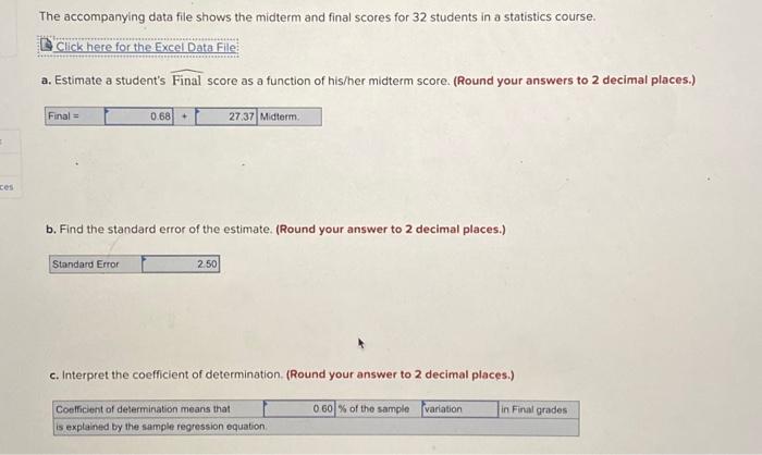 Solved The accompanying data file shows the midterm and | Chegg.com