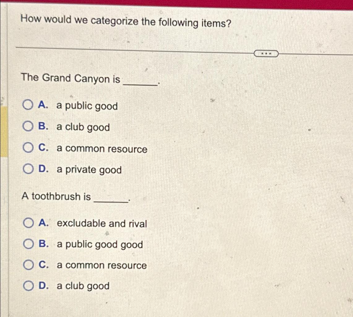 Solved How would we categorize the following items?The Grand | Chegg.com