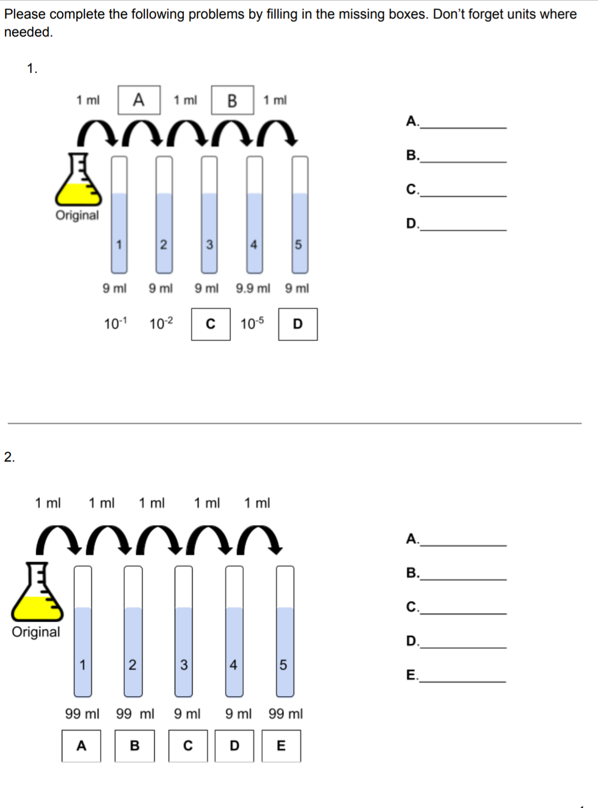 Solved Please complete the following problems by filling in | Chegg.com