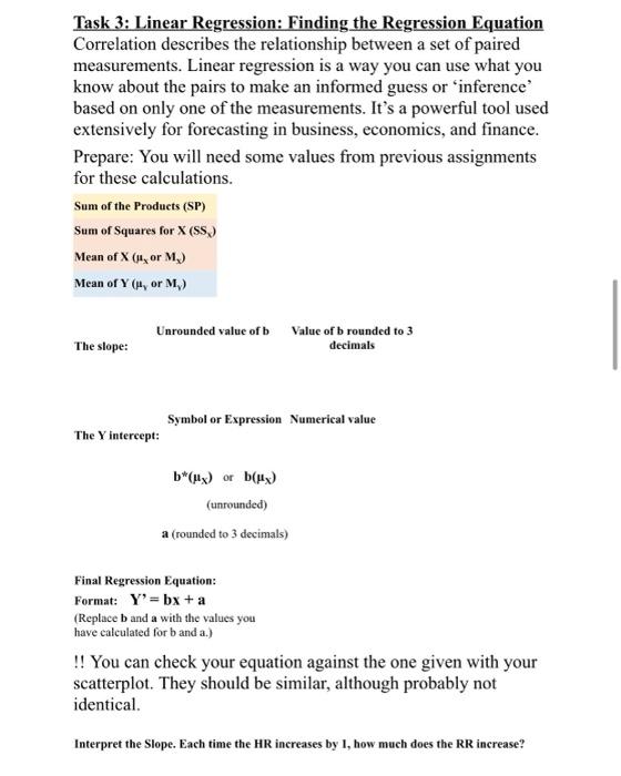 Solved Task 3: Linear Regression: Finding the Regression | Chegg.com