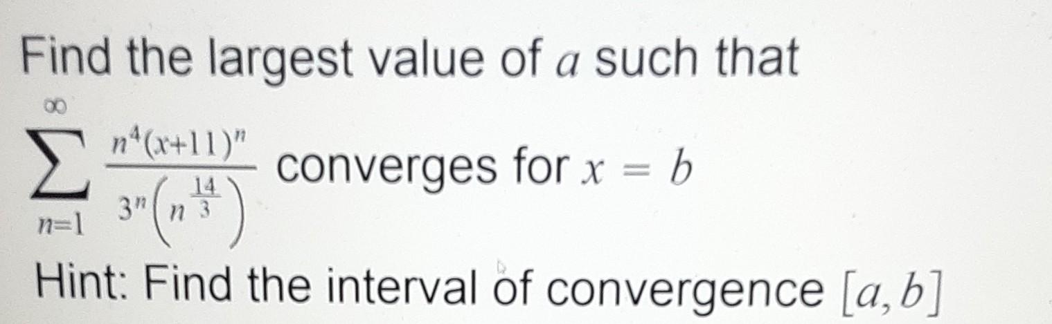 Solved Find the largest value of a such that | Chegg.com