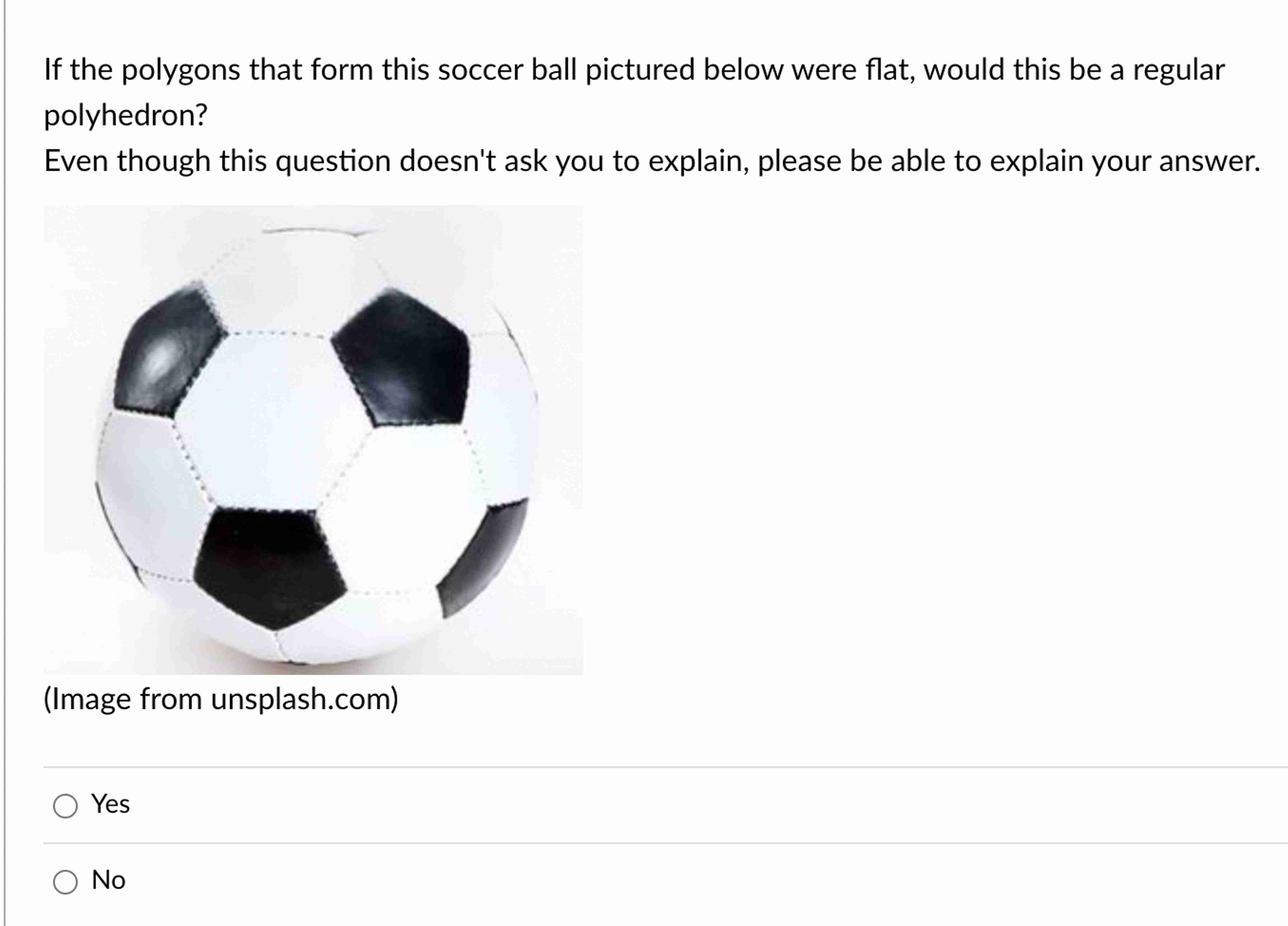 Solved If the polygons that form this soccer ball pictured | Chegg.com