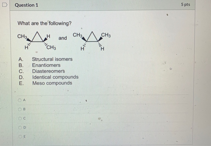 Solved Question 1 5 pts What are the following? CH3 H CH3 | Chegg.com