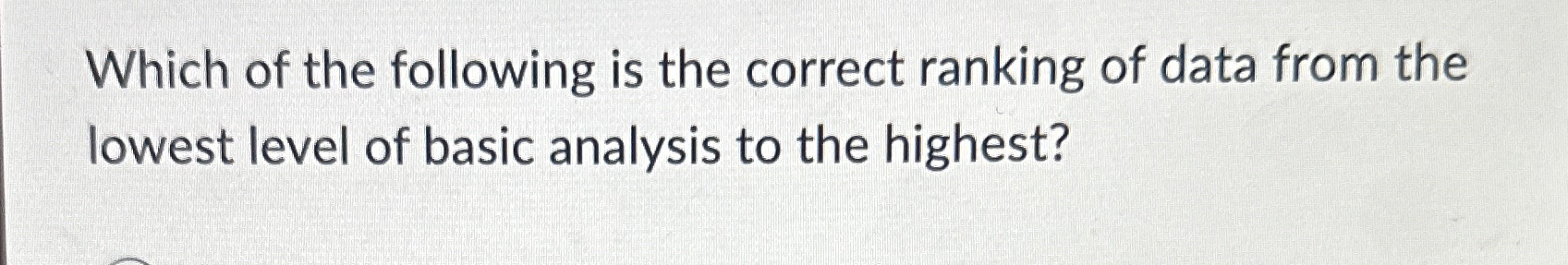 Solved Which of the following is the correct ranking of data | Chegg.com