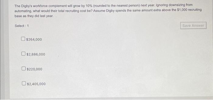 Solved The Digby's workforce complement will grow by 10% | Chegg.com