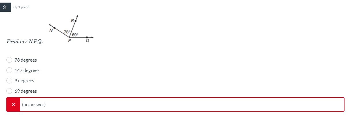 Solved Find m?NPQ.78 ﻿degrees147 ﻿degrees9 ﻿degrees69 | Chegg.com