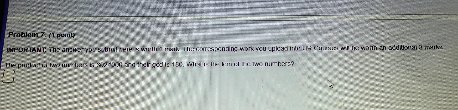 Solved Problem 7. (1 point) IMPORTANT: The answer you submit | Chegg.com