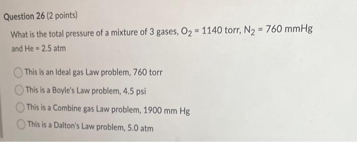 Solved What is the total pressure of a mixture of 3 gases, | Chegg.com