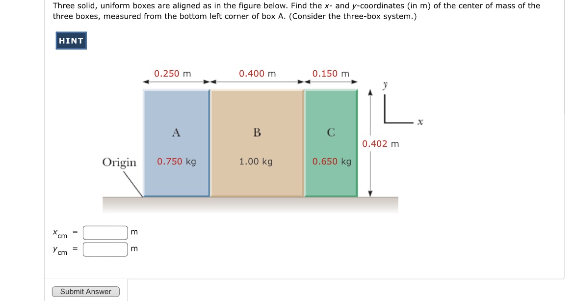 Solved Three solid, uniform boxes are aligned as in the | Chegg.com