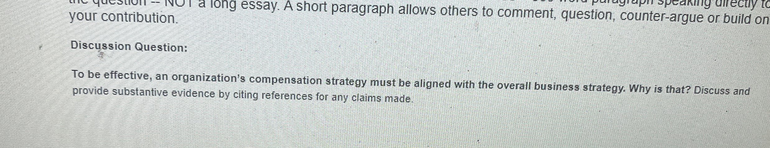 Solved your contribution.Discussion Question:To be | Chegg.com