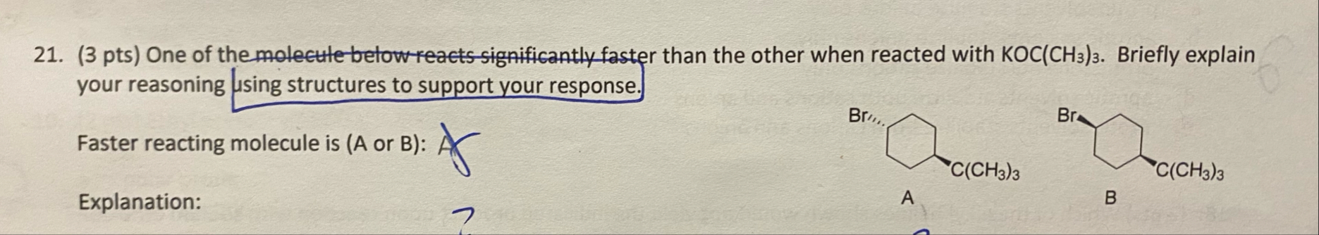 Solved (3 ﻿pts) ﻿One of the molecule betow reacts | Chegg.com