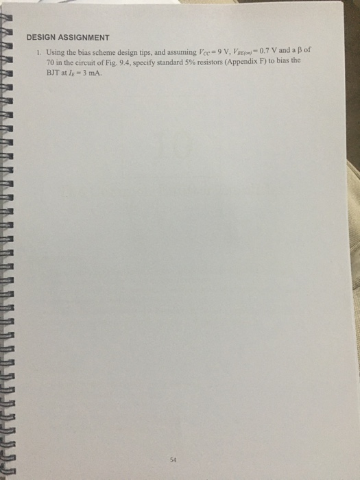 Solved DESIGN ASSIGNMENT 1. Using the bias scheme design | Chegg.com