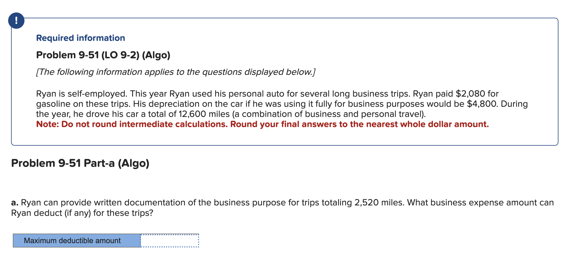 Required information Problem 9-51 (LO | Chegg.com