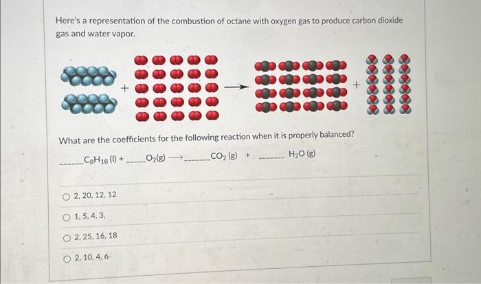 Solved Here's a representation of the combustion of octane | Chegg.com