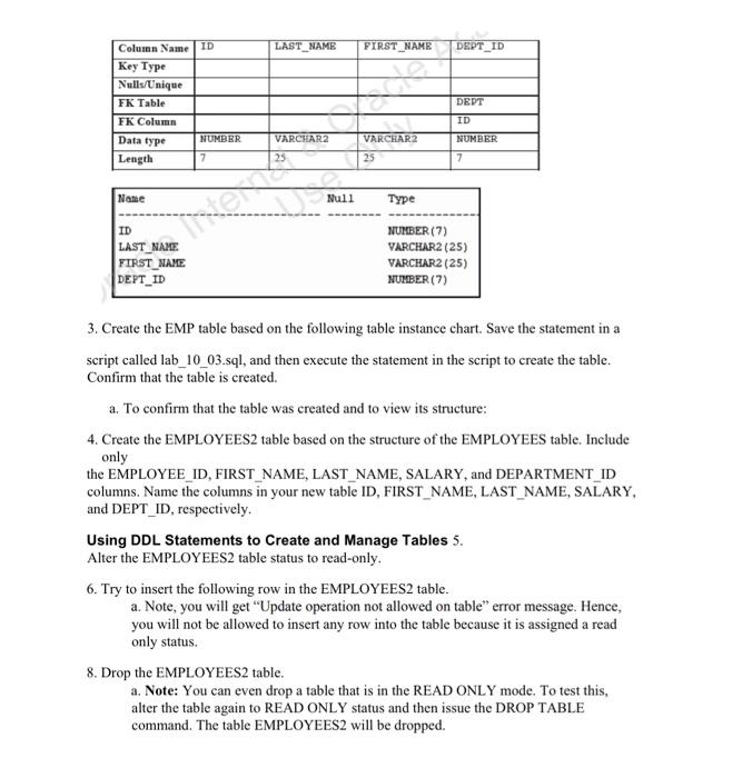 Solved Practice 10: Using DDL Statements to Create and | Chegg.com