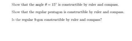 Solved Show that the angle 8 = 15° is constructible by ruler | Chegg.com