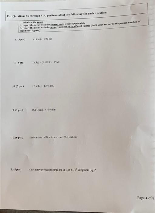 Solved For Questions #6 through #14, perform all of the | Chegg.com
