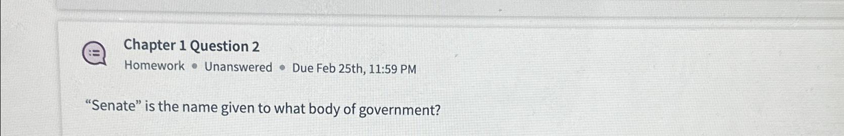 Solved Chapter 1 ﻿Question 2Homework * ﻿Unanswered * ﻿Due | Chegg.com