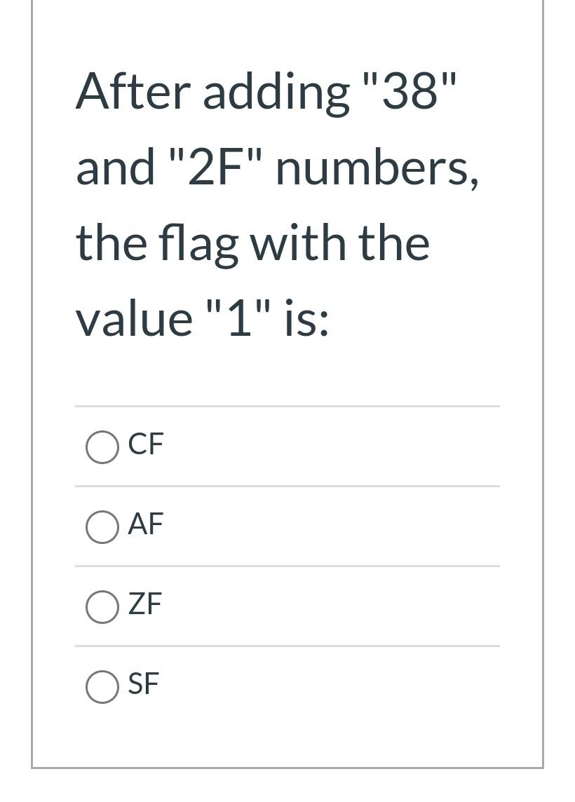 Solved After adding "38" and "2F" numbers, the flag with the | Chegg.com