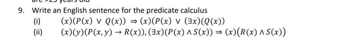 Write an English sentence for the predicate calculus | Chegg.com