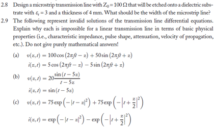 Design a microstrip transmission line with Z0= 100 | Chegg.com