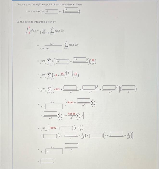 Solved Choose c as the right endpoint of each subinterval. | Chegg.com