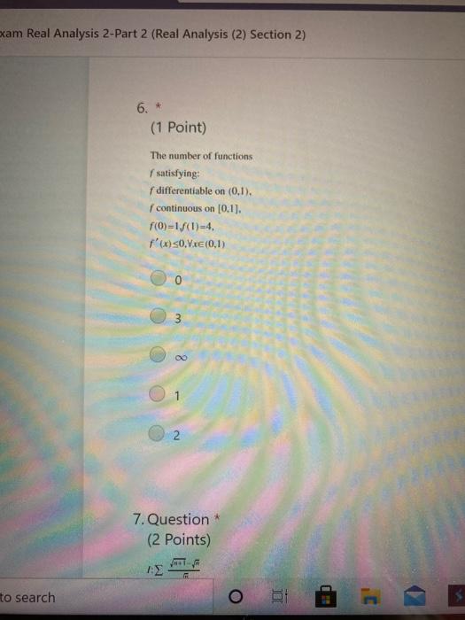 Solved exam Real Analysis 2-Part 2 (Real Analysis (2) | Chegg.com