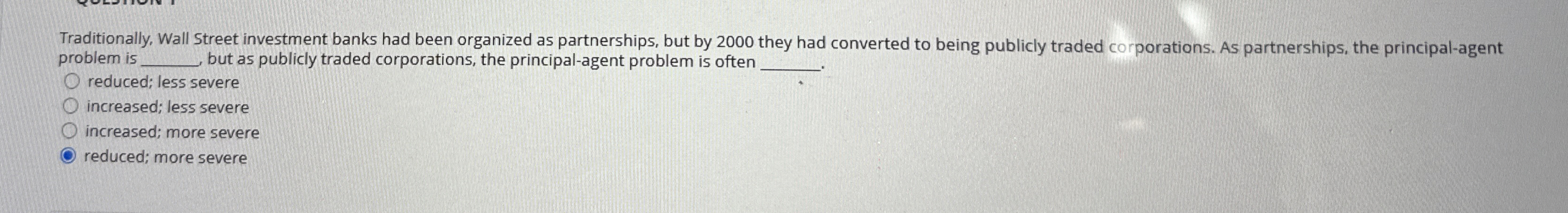 Solved Traditionally, Wall Street investment banks had been | Chegg.com