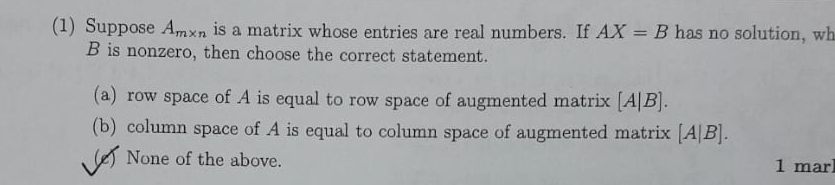 Solved (1) ﻿Suppose Am×n ﻿is a matrix whose entries are real | Chegg.com