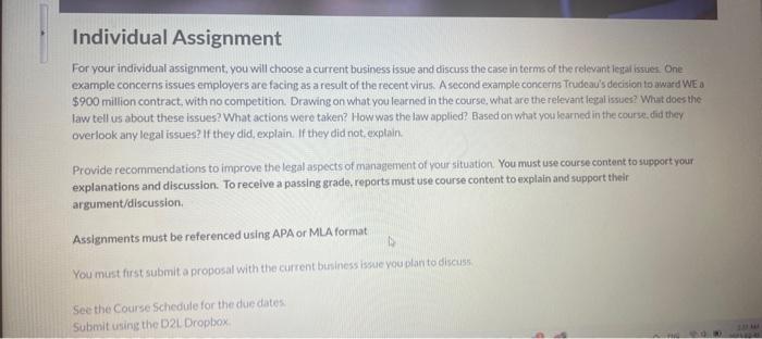 Solved Individual Assignment For your individual assignment, | Chegg.com