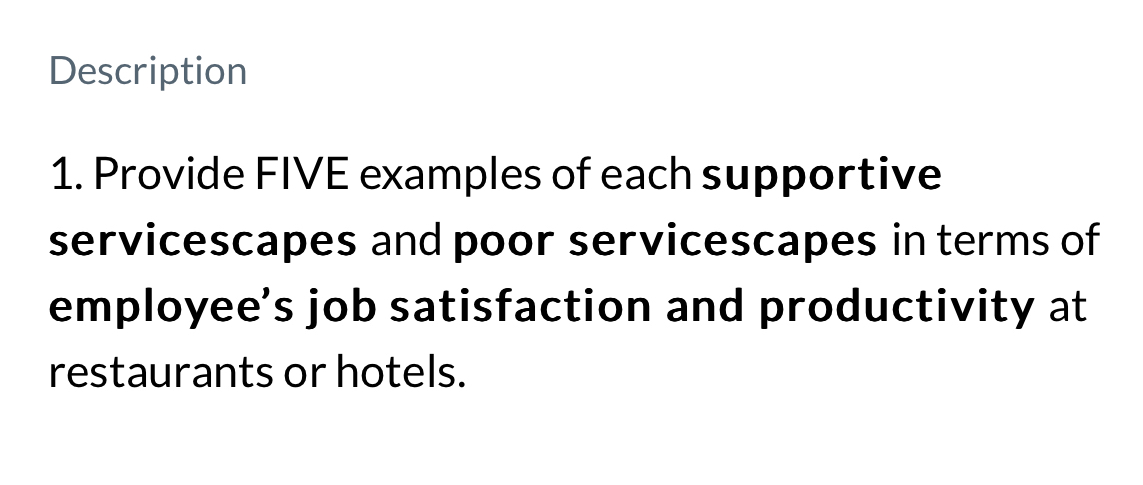 Solved Description Provide FIVE examples of each supportive | Chegg.com