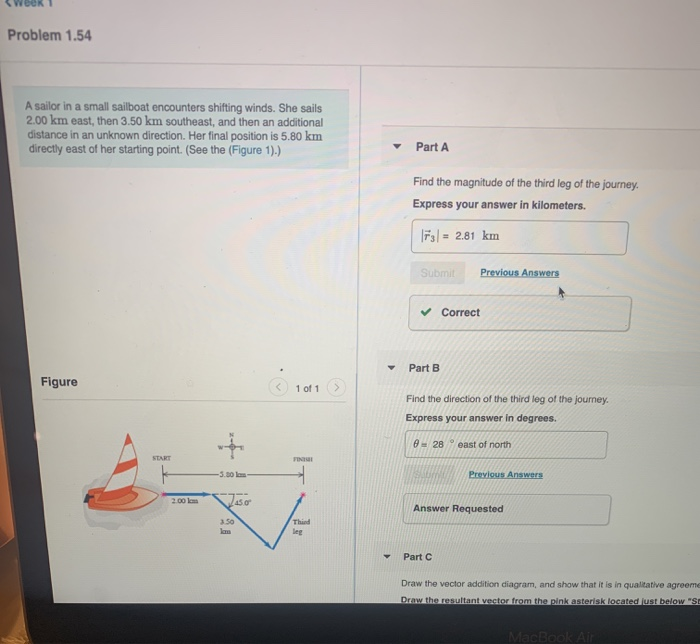 Solved Problem 1.54 A sailor in a small sailboat encounters | Chegg.com