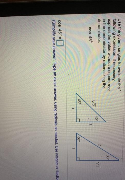 Solved Use the given triangles to evaluate the following | Chegg.com