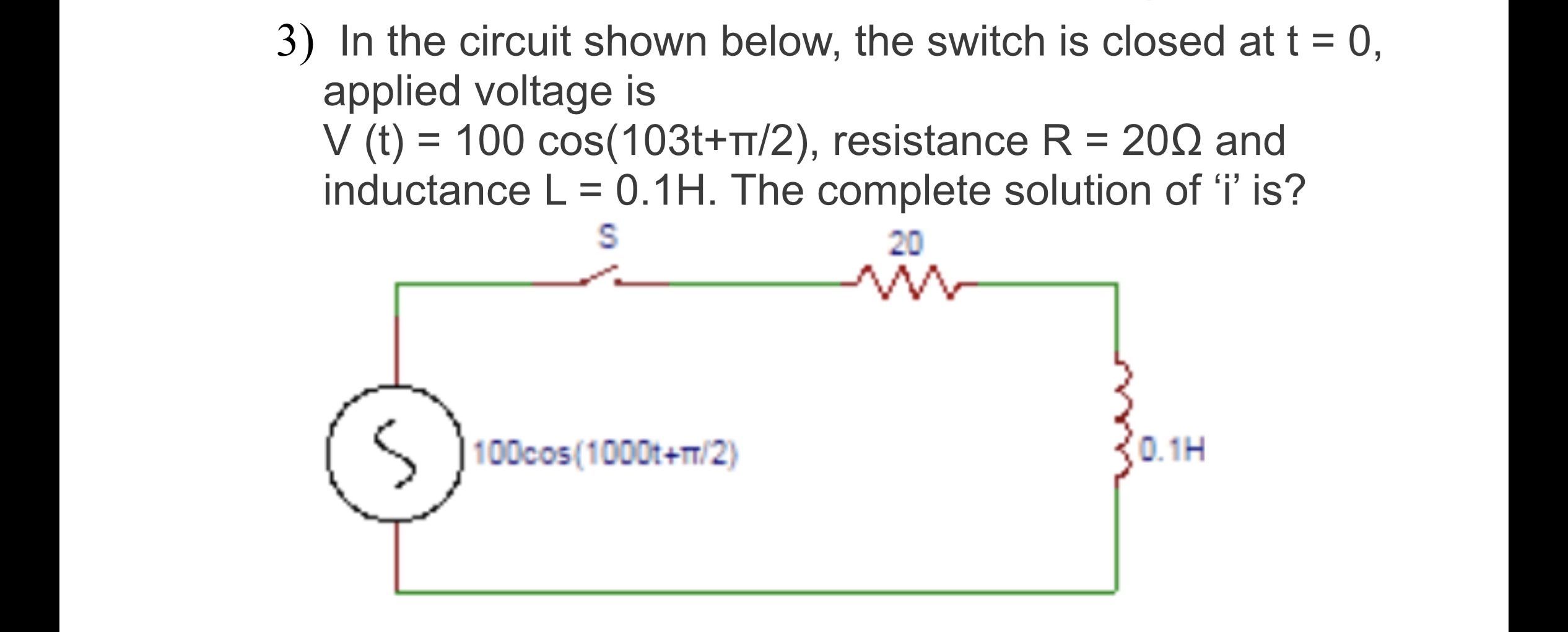 Solved In the circuit shown below, the switch is closed at | Chegg.com