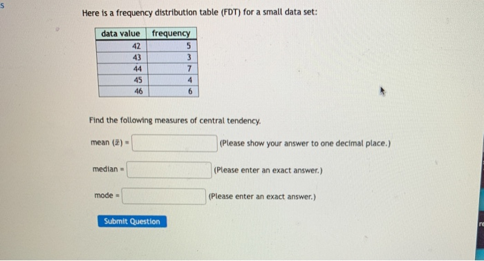 Solved s Here is a frequency distribution table (FDT) for a | Chegg.com