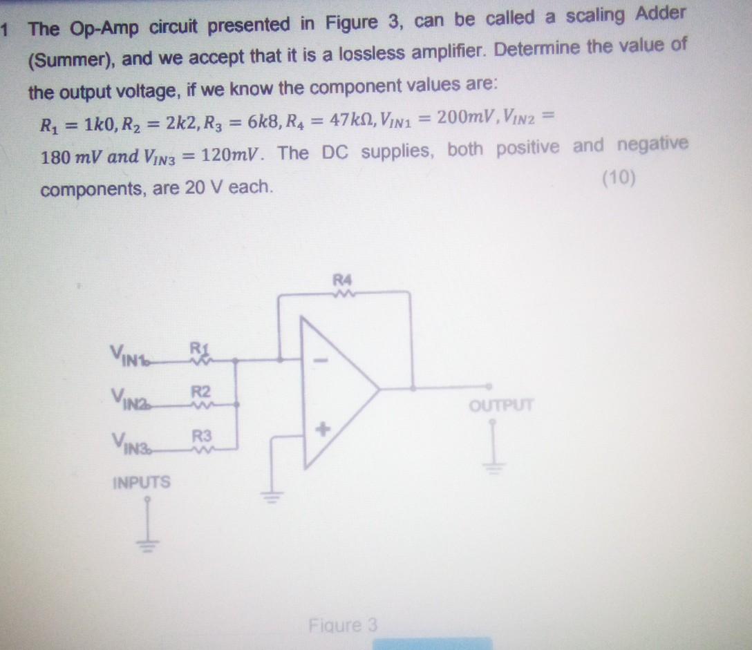Solved 1 The Op-Amp circuit presented in Figure 3, can be | Chegg.com