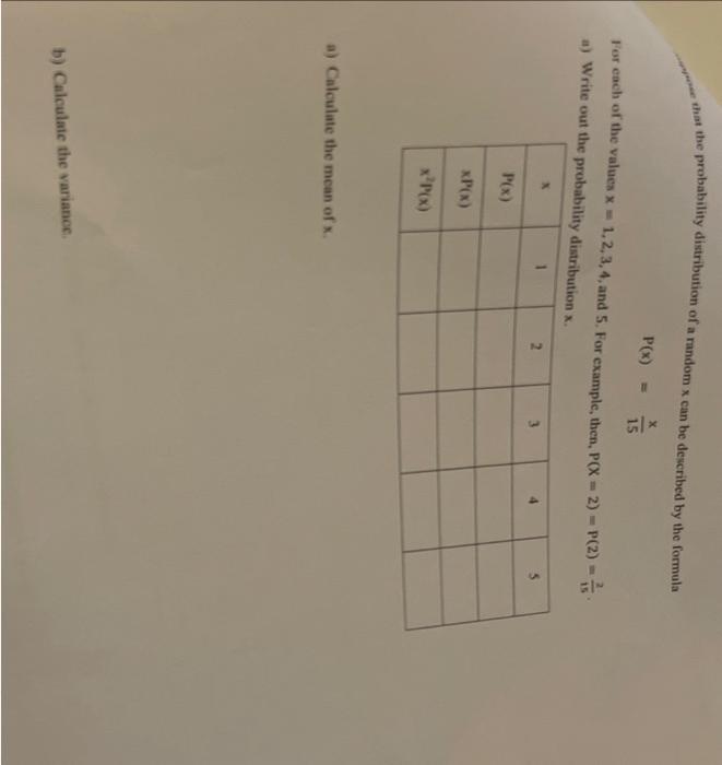 Solved that the probability distribution of a random x can | Chegg.com