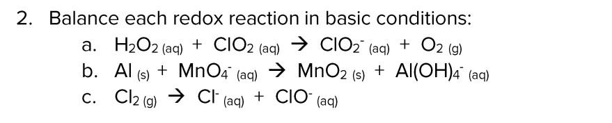 Solved Balance each redox reaction in basic conditions: a. | Chegg.com
