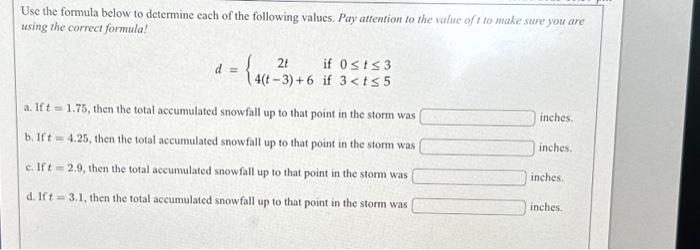 Solved Use the formula below to determine each of the | Chegg.com