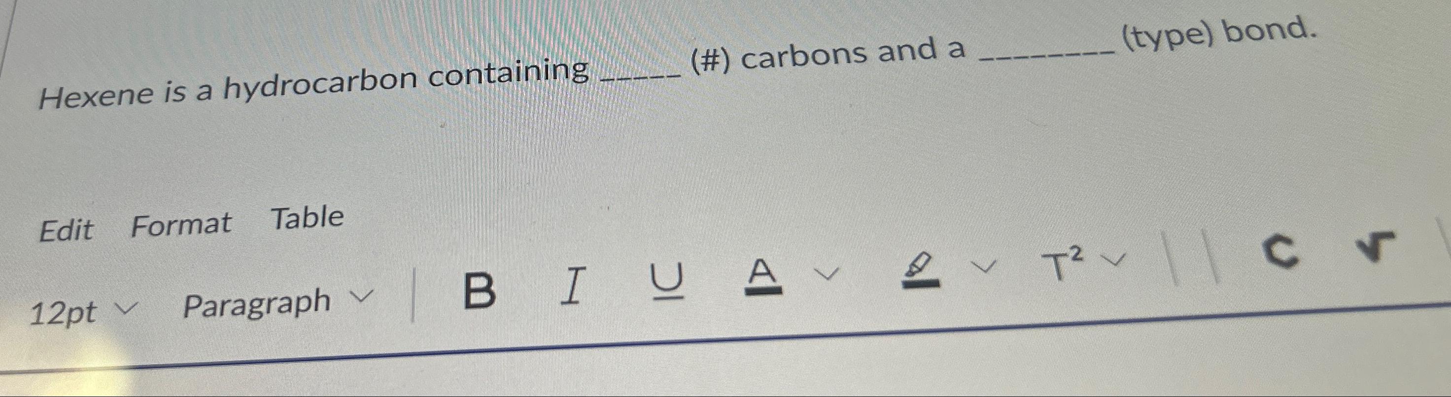 Solved Hexene is a hydrocarbon containing (#) ﻿carbons and a | Chegg.com