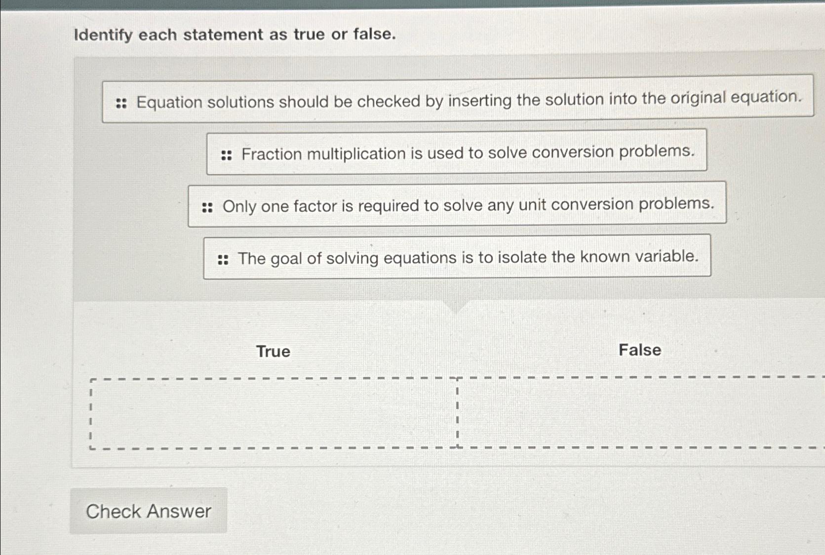 Solved Identify each statement as true or false.:: Equation | Chegg.com