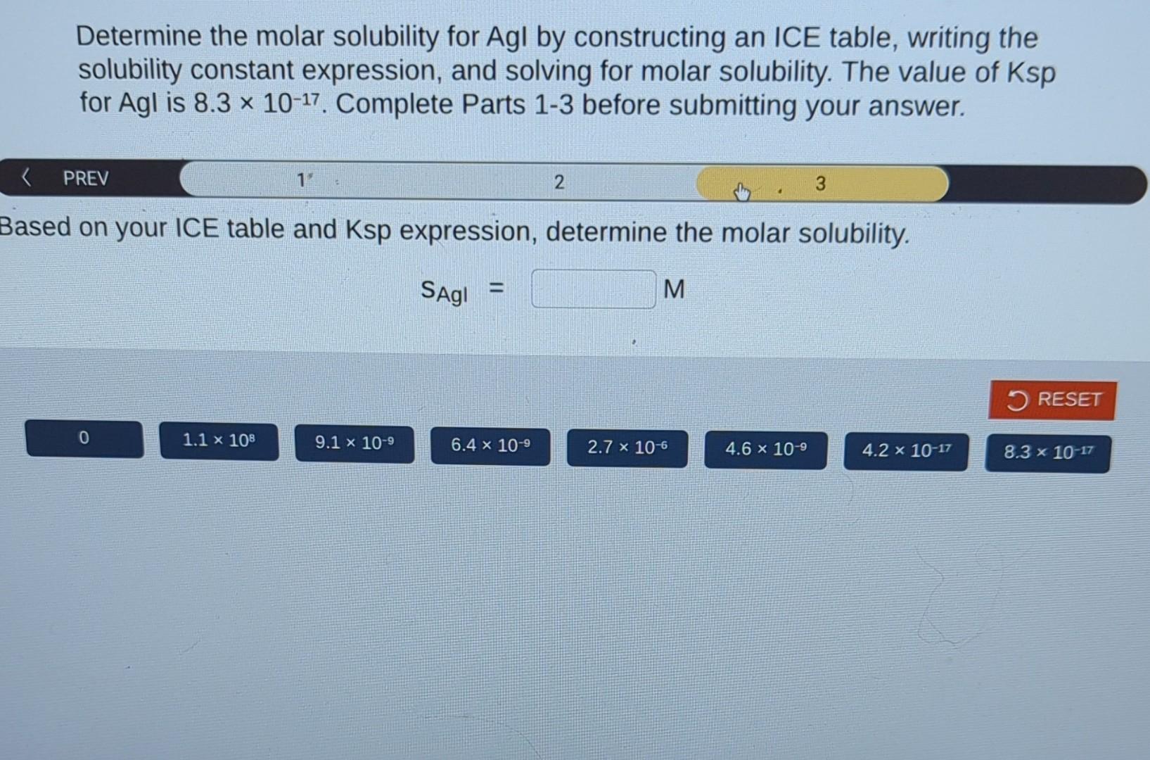 Determine the molar solubility for AgI by | Chegg.com