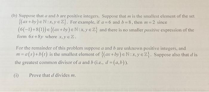 Solved (b) Suppose that a and b are positive integers. | Chegg.com