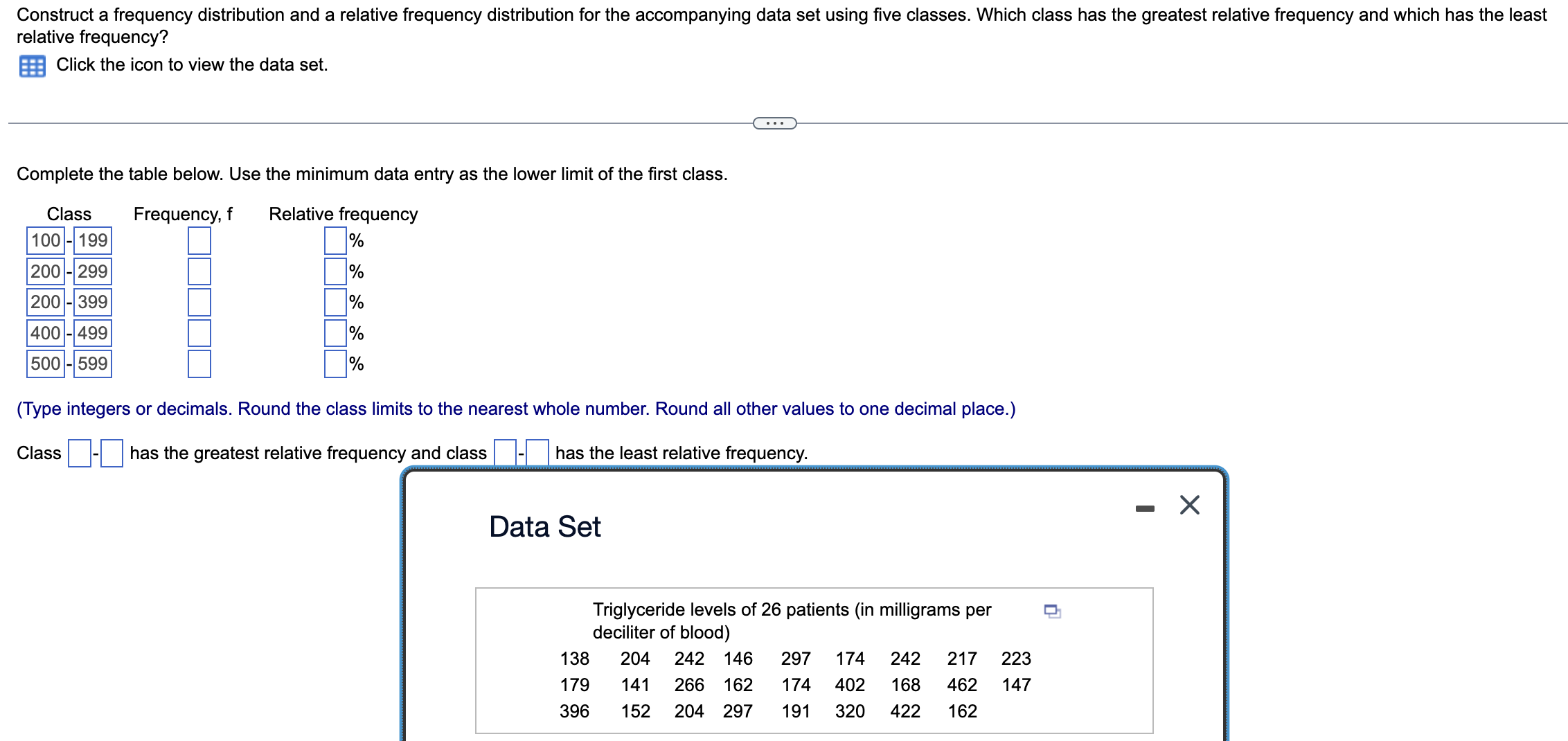 Solved Construct a frequency distribution and a relative | Chegg.com