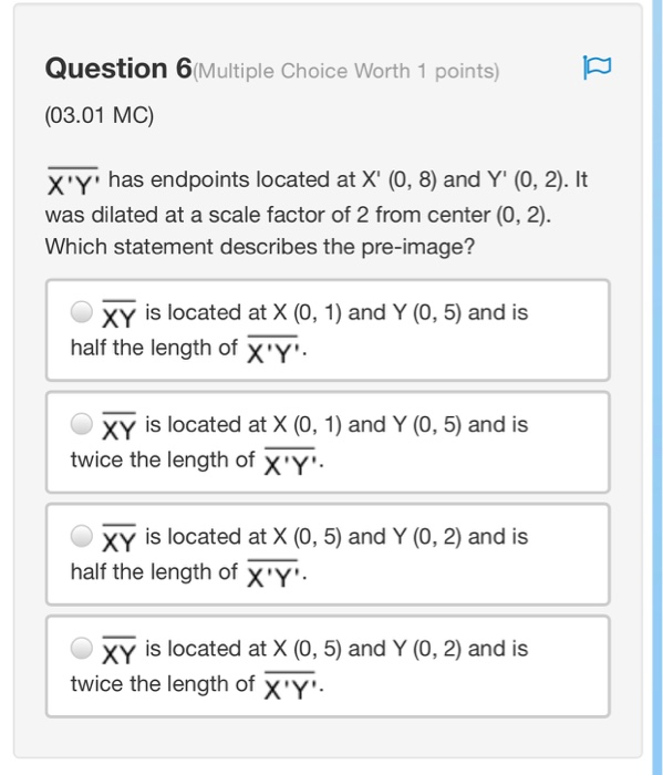 Solved Question 6(Multiple Choice Worth 1 points) (03.01 MC) | Chegg.com